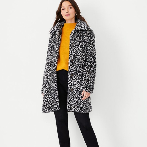 Ann Taylor | Jackets & Coats | Nwt Ann Taylor Leopard Print Faux Fur ...